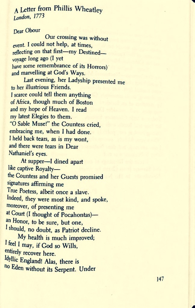 Robert Hayden’s “A Letter From Phillis Wheatley, London 1773 ...